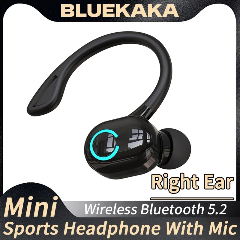 Беспроводные наушники-вкладыши Black Bluetooth 5.2 для спорта，