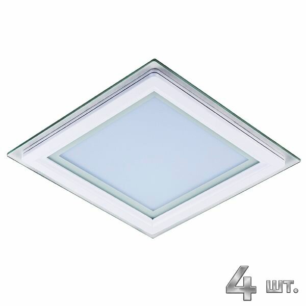 Светильник потолочный светодиодный влагозащищенный Lightstar ACRI 212022, IP44 для ванной, 3000K, 18W, квадратный, белый, комплект 4 шт.
