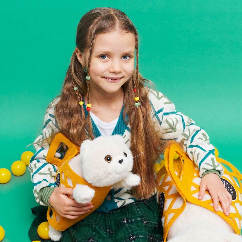 Мягкая игрушка Orange toys Кот Барсик в сумке-авоське белый 35 см