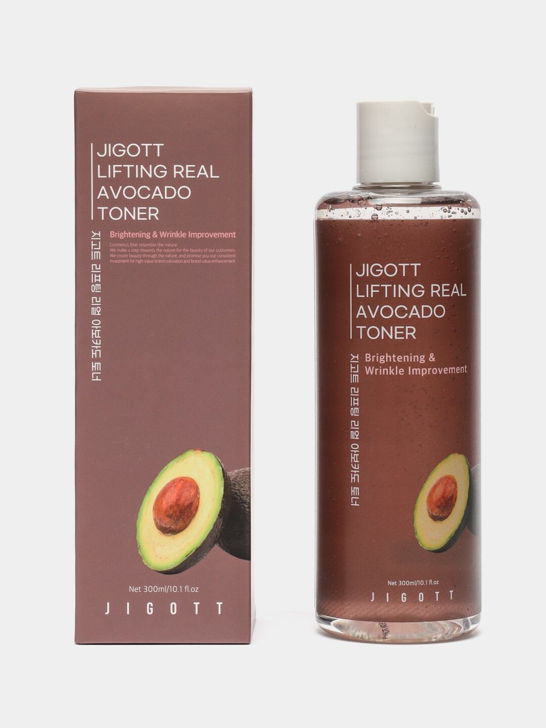 Тонер-лифтинг для лица Jigott Lifting Real Avocado Toner, с авокадо, 300 мл + тканевая маска для лица в подарок