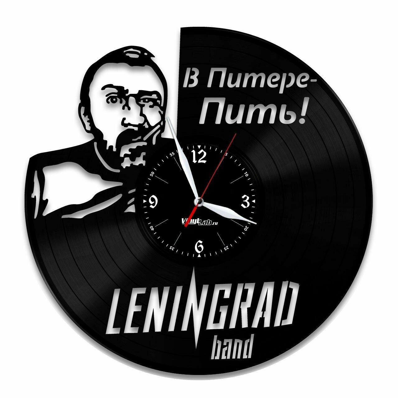 Часы из виниловой пластинки (c) VinylLab Ленинград, диаметр 30 см