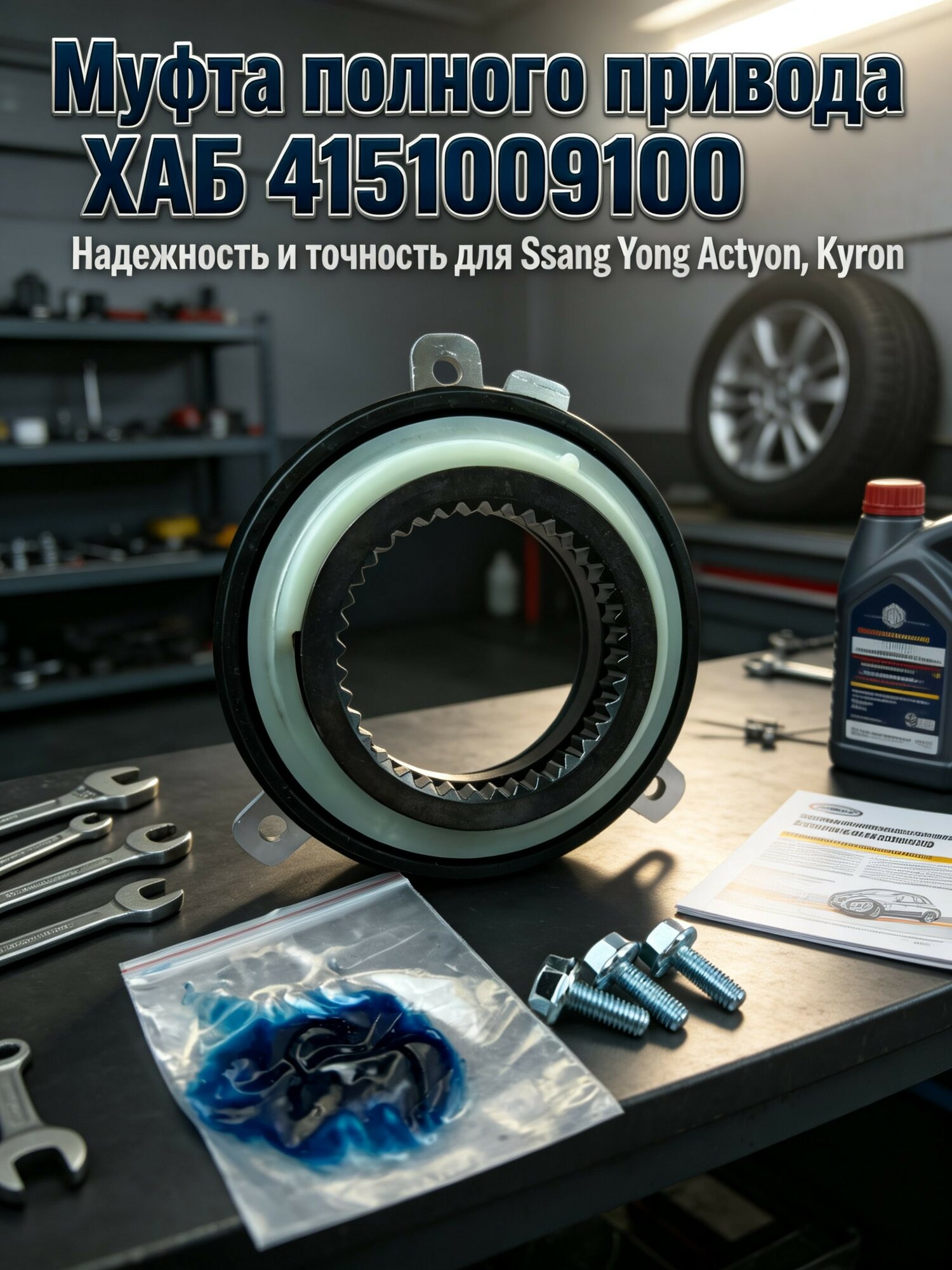 Вакуумная муфта включения полного привода ХАБ 4151009100, подключение переднего привода для Ssang Yong Actyon Kyron Rexton Stavic Rodius