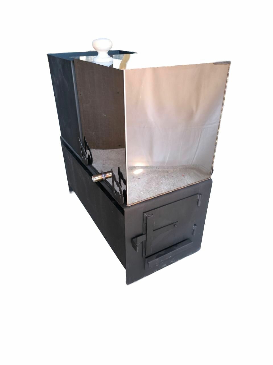 Печь для бани с наставным баком 55л, Эконом 60, мощность 2 кВт, открытая каменка, печь дровяная