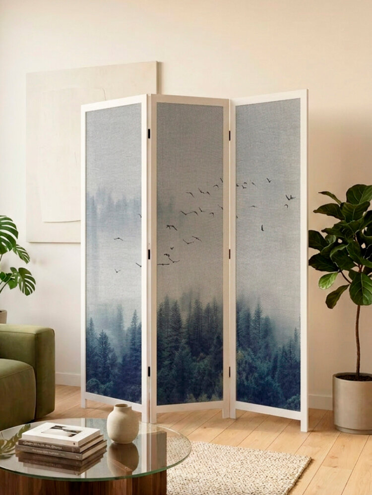 Ширма декоративная 3 секции из бамбука 'Над тайгой'