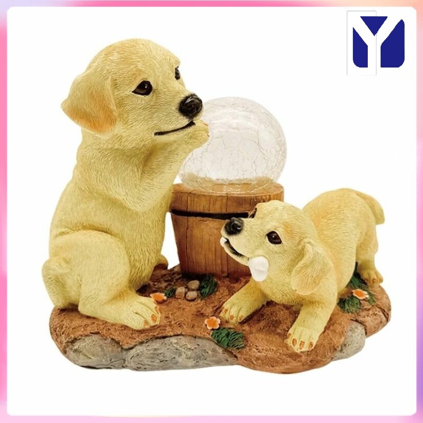 Солнечная декоративная собачка с хрустальным шаром YZ, настольный декор для интерьера, высота 26 см
