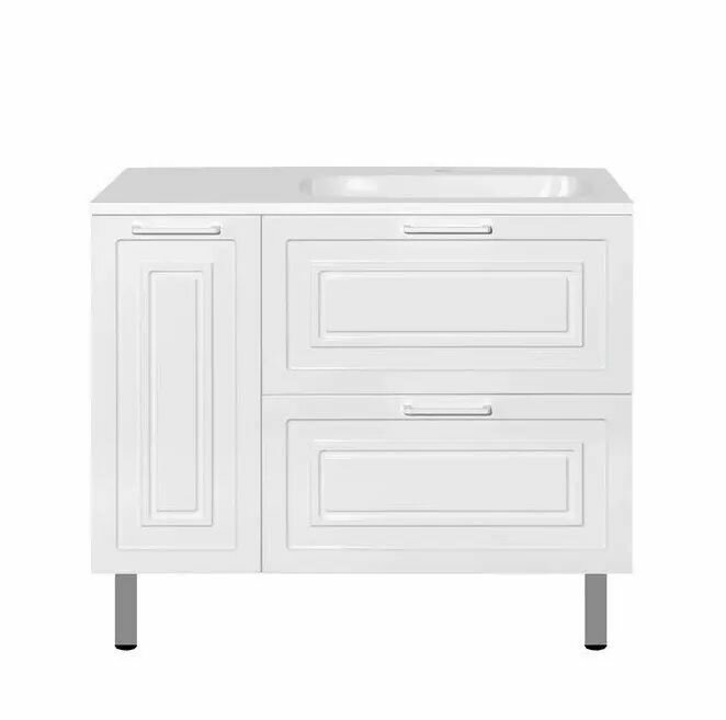 Тумба с раковиной Альба 90 R напольная с корзиной, белая