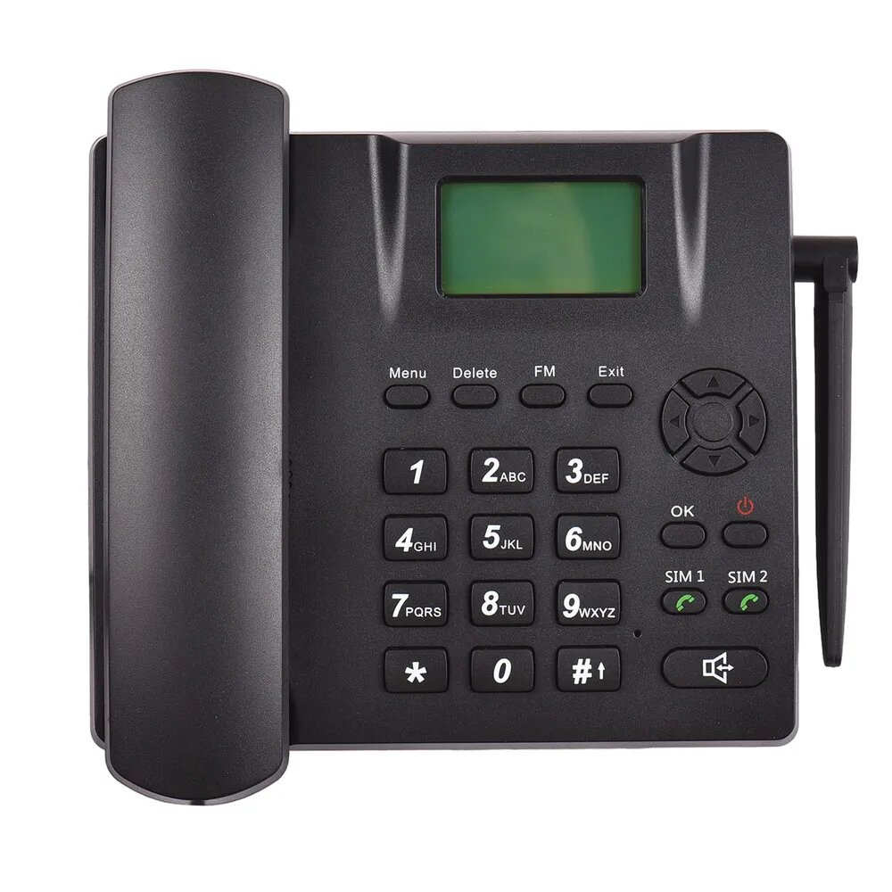 Стационарный GSM-телефон с двумя SIM-картами, радио и функцией записи SMS