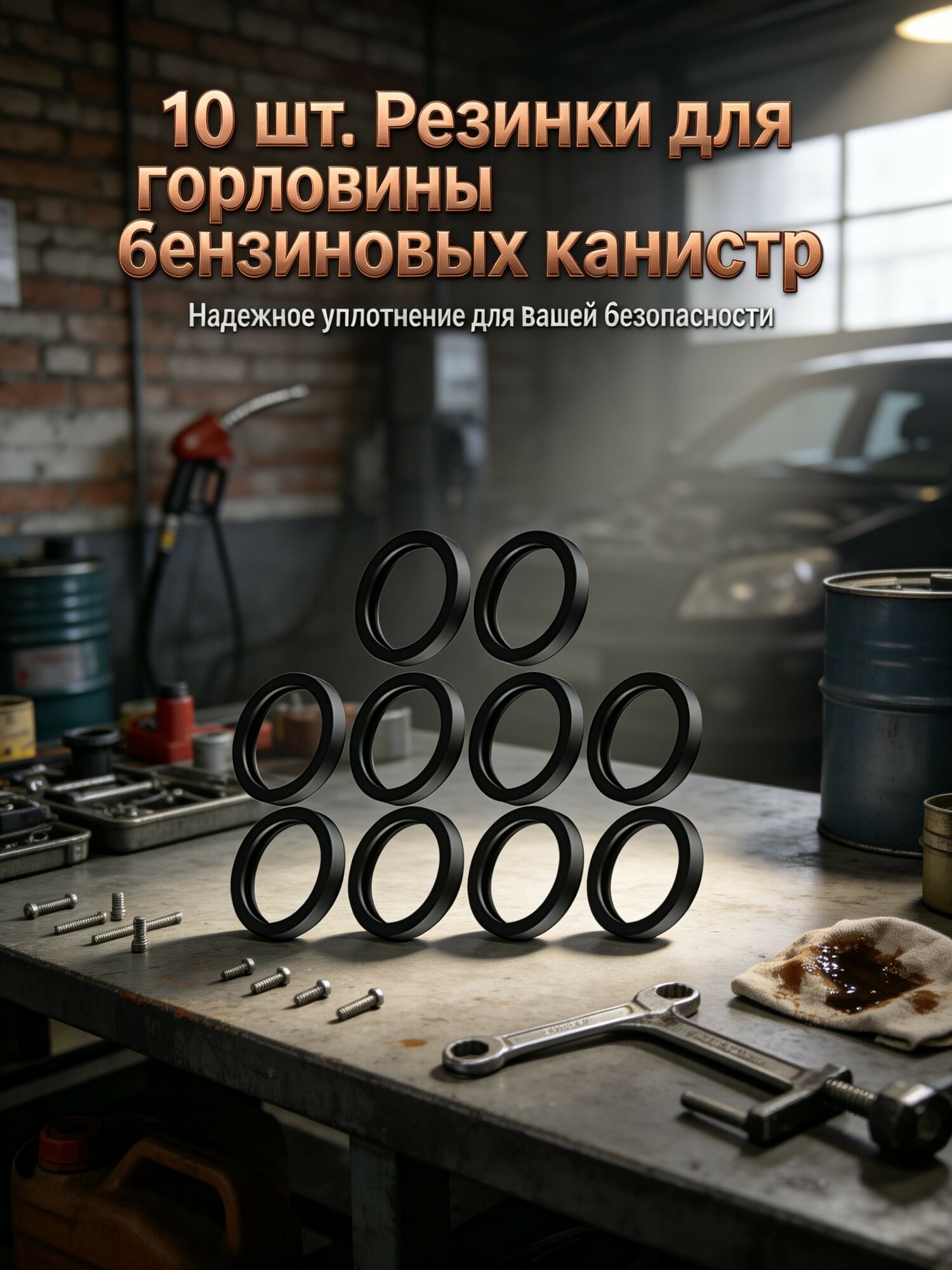 Резинки для горловины бензиновых канистр, уплотнительные прокладки для носиков газовых баллончиков 10 шт с пластиковой коробкой