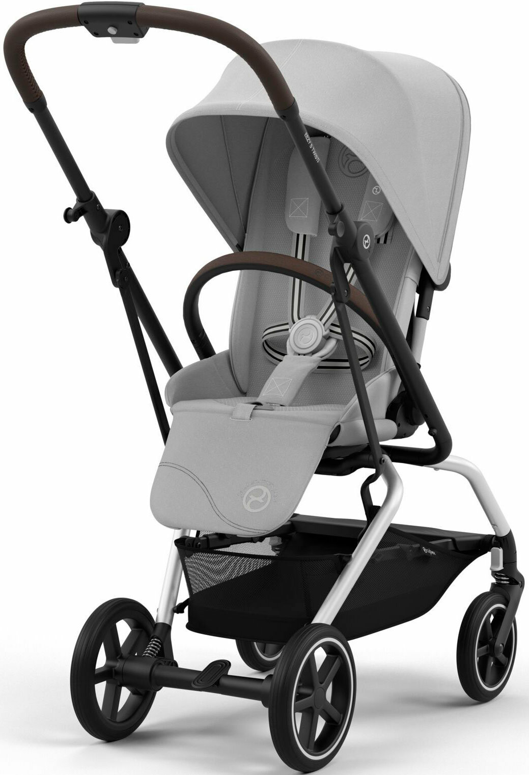 Cybex Eezy S Twist+ 2 (Fog Grey на шасси Black с дождевиком и бампером)
