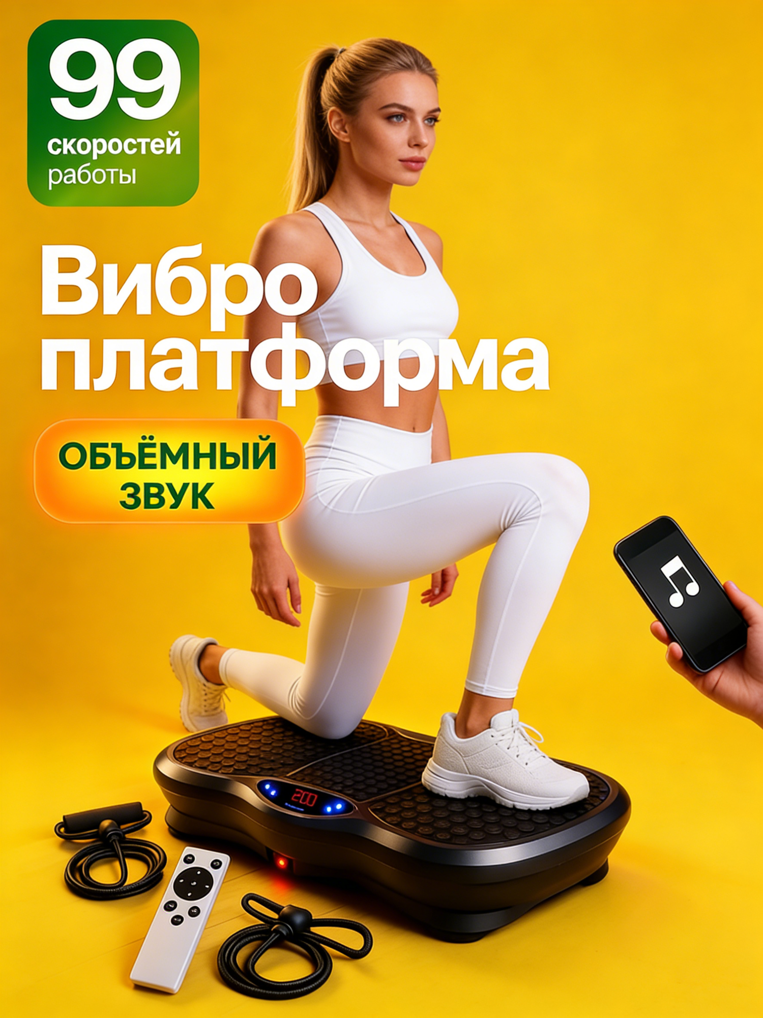 Виброплатформа для похудения тренажер до 150 кг С блютуз，регулировка амплитуды, 99 программ