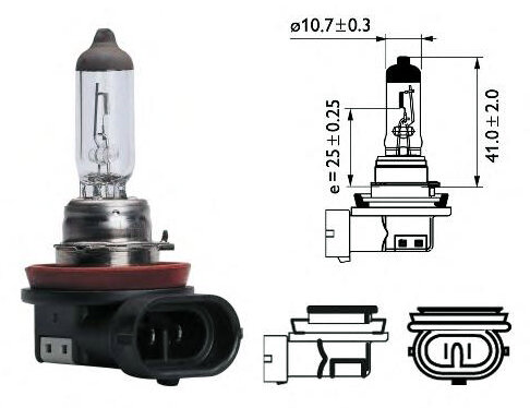 Лампа H8 12V 35W PGJ19 1 Clear / Nord YADA / 800032