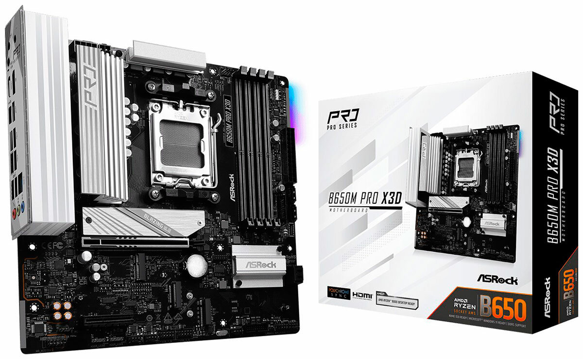 Материнская плата Asrock B650M Pro X3D (AM5, mATX)