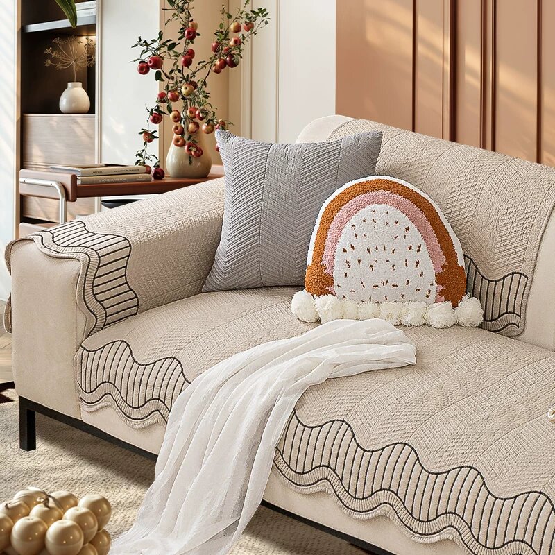 Накидка на диван Yuman Home Furnishings из чистого хлопка класса люкс, всесезонная, нескользящая, комбинированная. Утро
