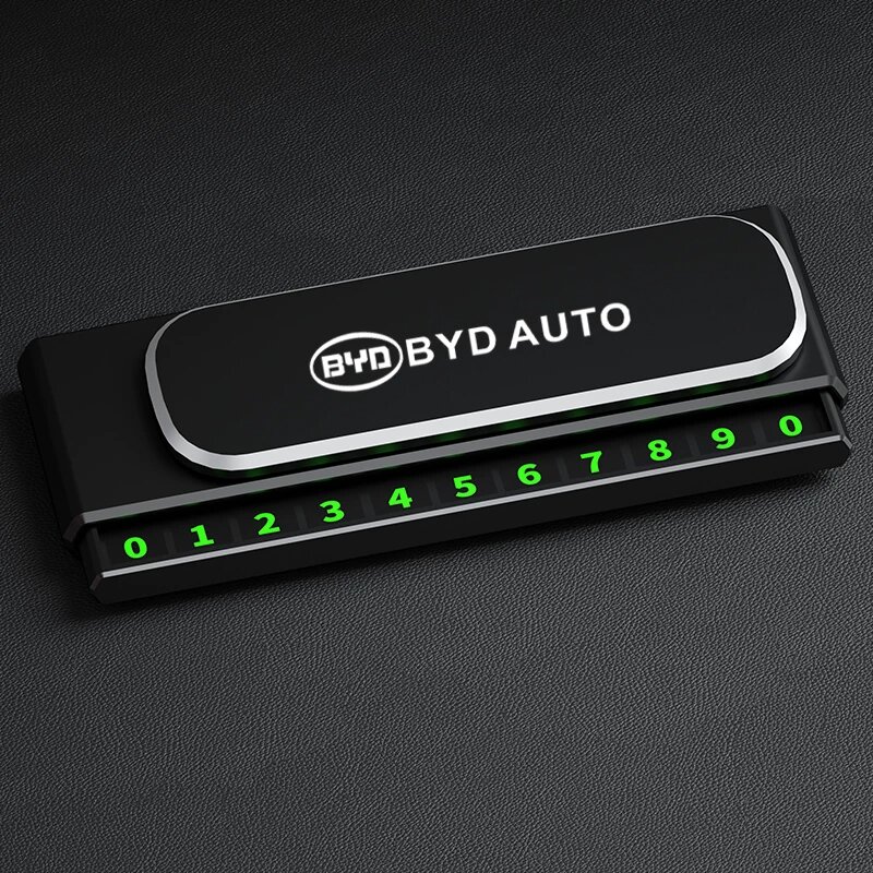 Съемная парковочная табличка с номером телефона - черная для BYD, временная помощь для мобильного номера на автомобиле