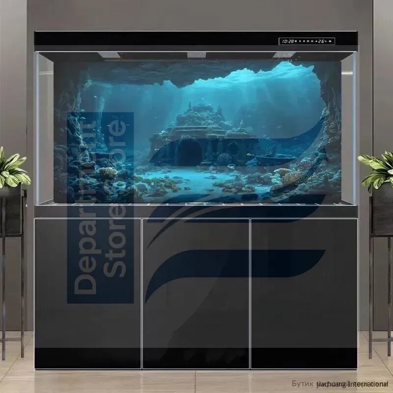 Фон для аквариума Декорации Подводные пещеры,80x50cm 80х50см самоклеющаяся пленка