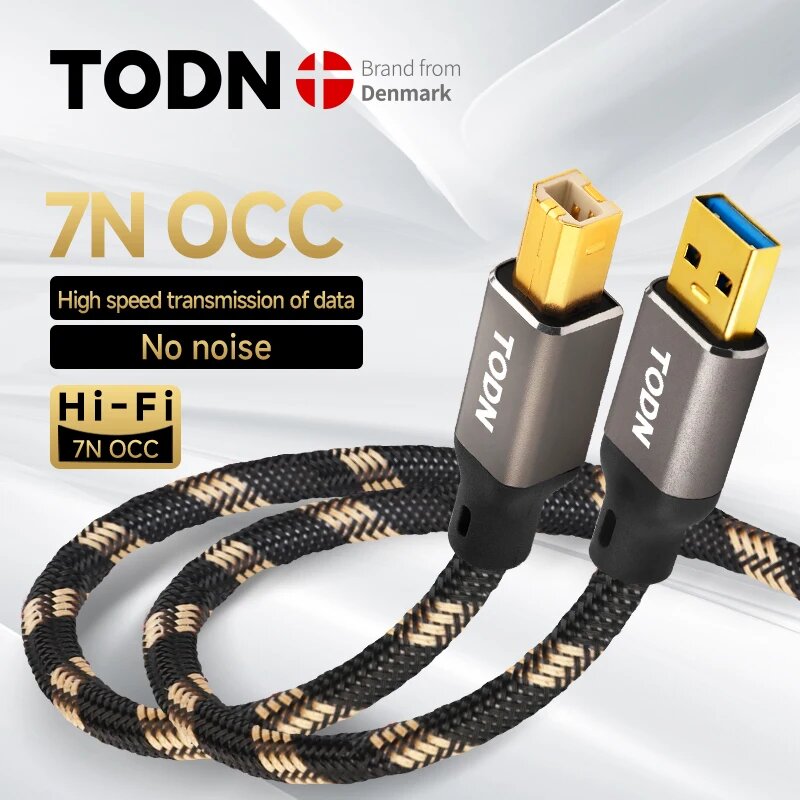 TODN Hi-Fi USB кабель DAC 7N OCC Type A to Type B, 1.5m