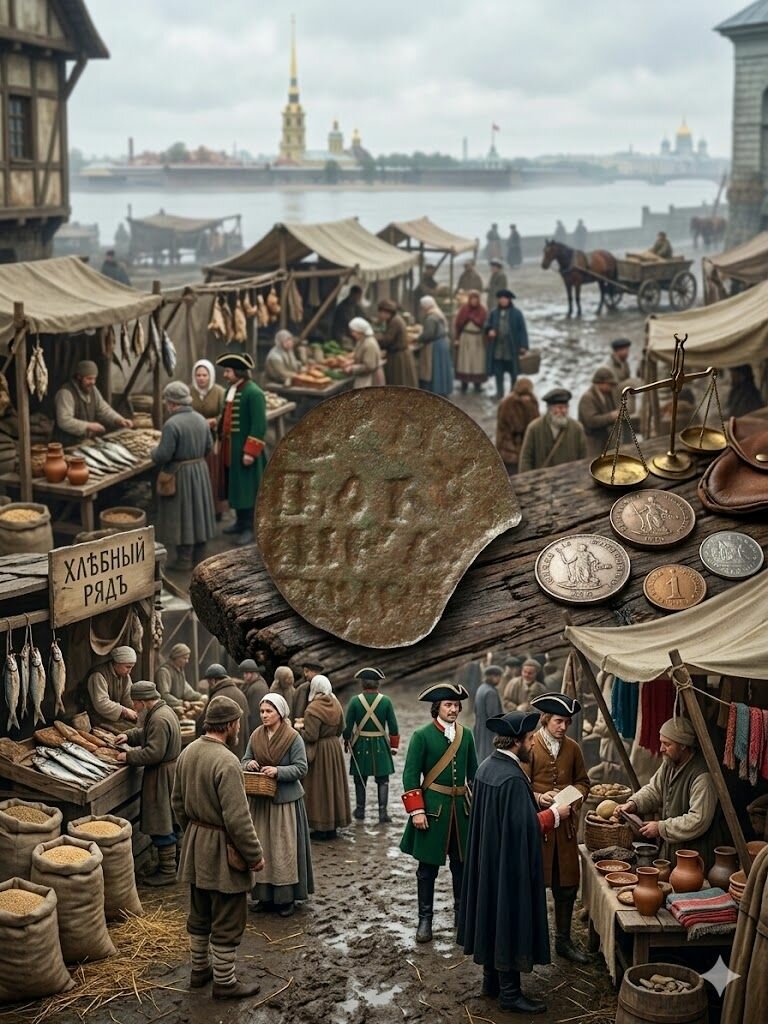 Подлинная монета Полушка 1718 года Российская Империя Петр I