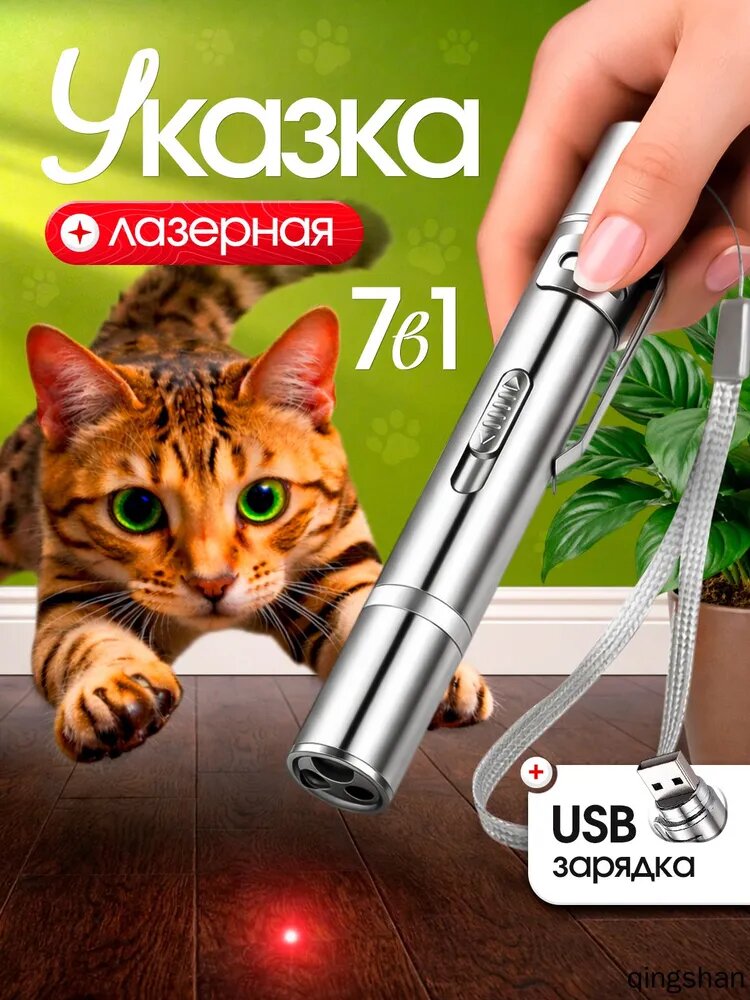 Лазерная указка игрушка для кошек и собак с USB зарядкой
