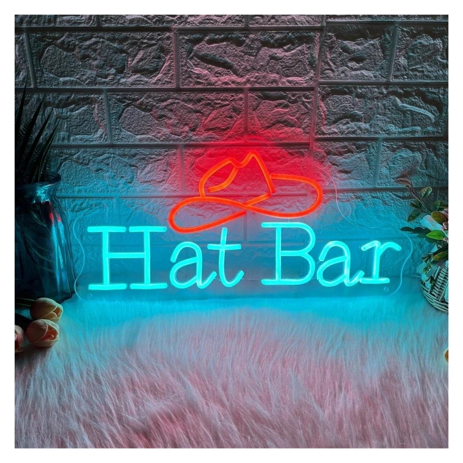 Неоновая Вывеска "Hat Bar" 50смx24см