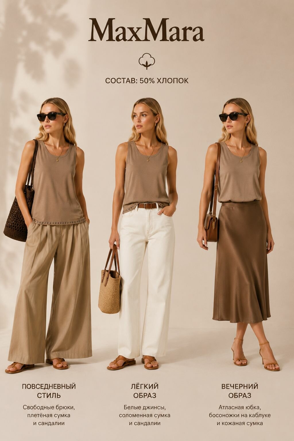 Топ Max Mara Весна-лето 2026, размер M, бежевый — фото 1