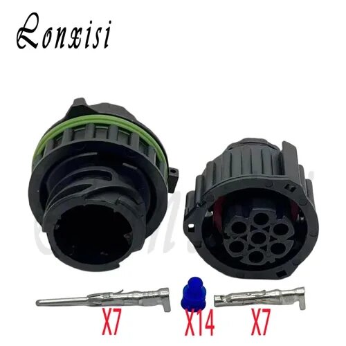 7-контактный водонепроницаемый разъем Tyco AMP 1.5mm BU-STE KPL CIRCULAR DIN 1 set 7p male female