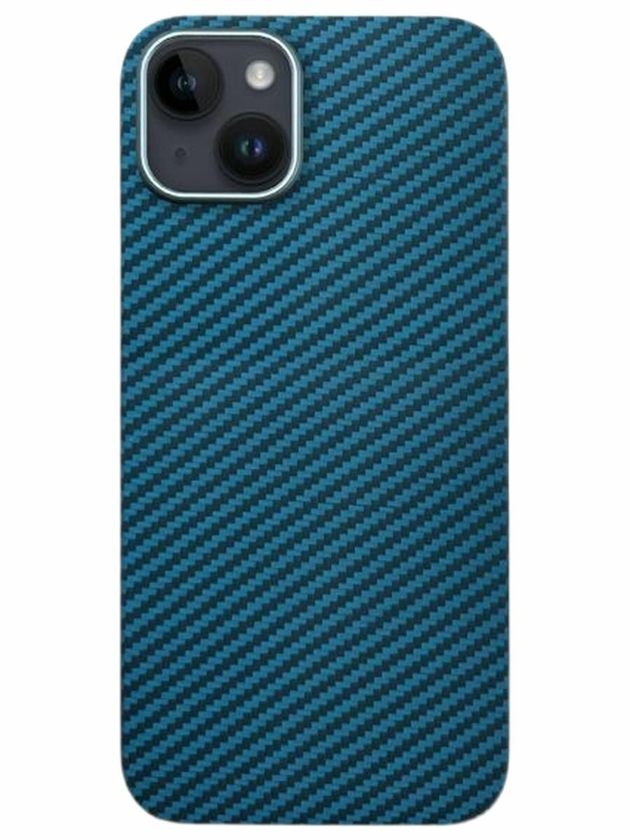 Чехол на iPhone 14, кевлар (арамид) сверхпрочный, темно-синий