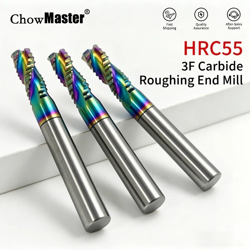 CHOWMASTER Цветная твердосплавная фреза HRC55 3F 3-20 мм для алюминия 8x24x8Dx60L