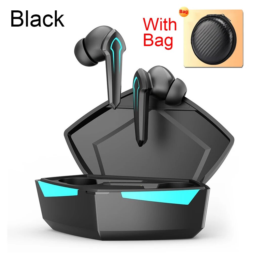 Беспроводные игровые наушники TWS LED Xiaomi Redmi Mi Huawei iPhone Samsung Black with Bag