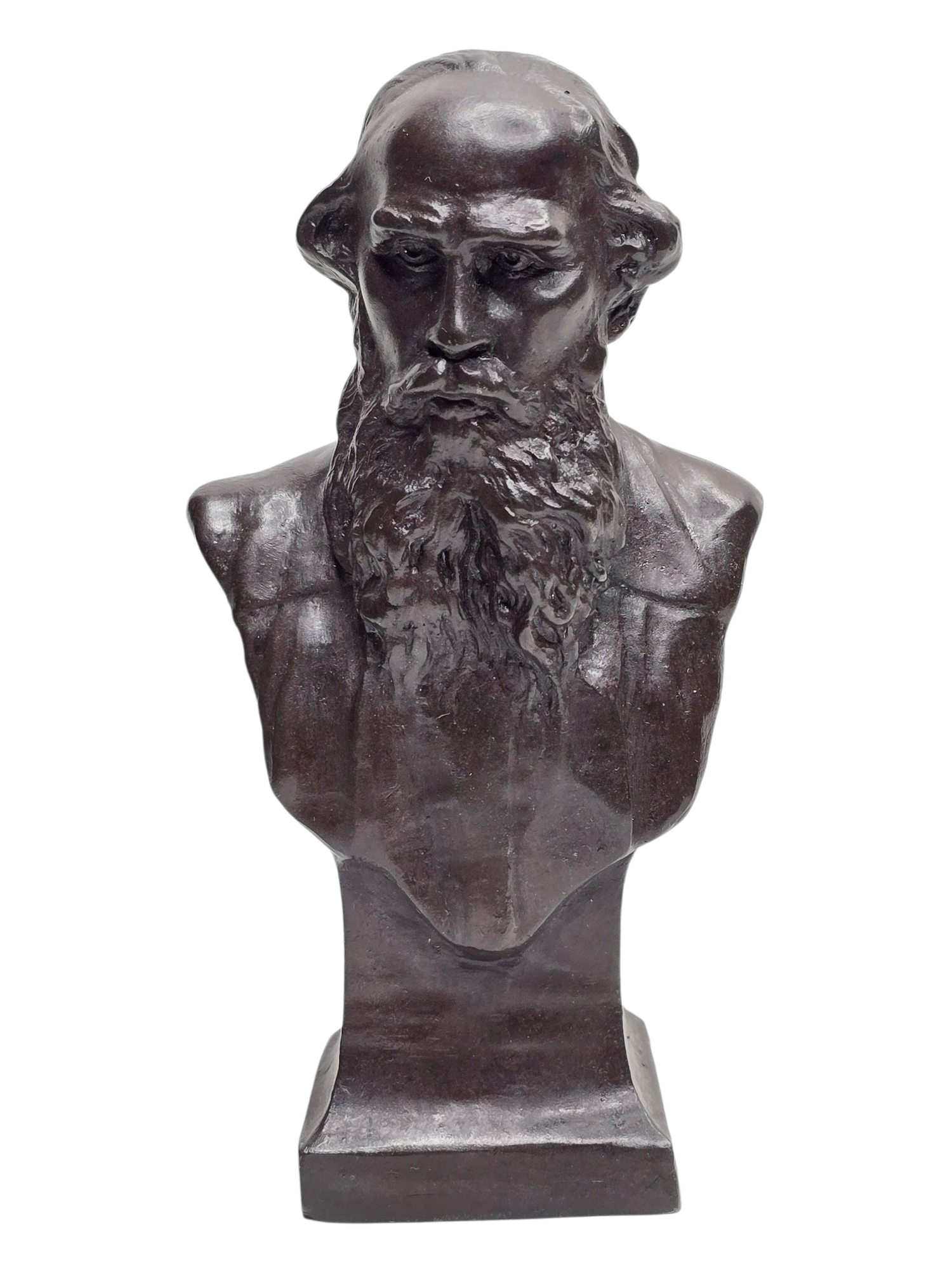 Винтажный, бронзовый бюст "Лев Толстой" (14 см).