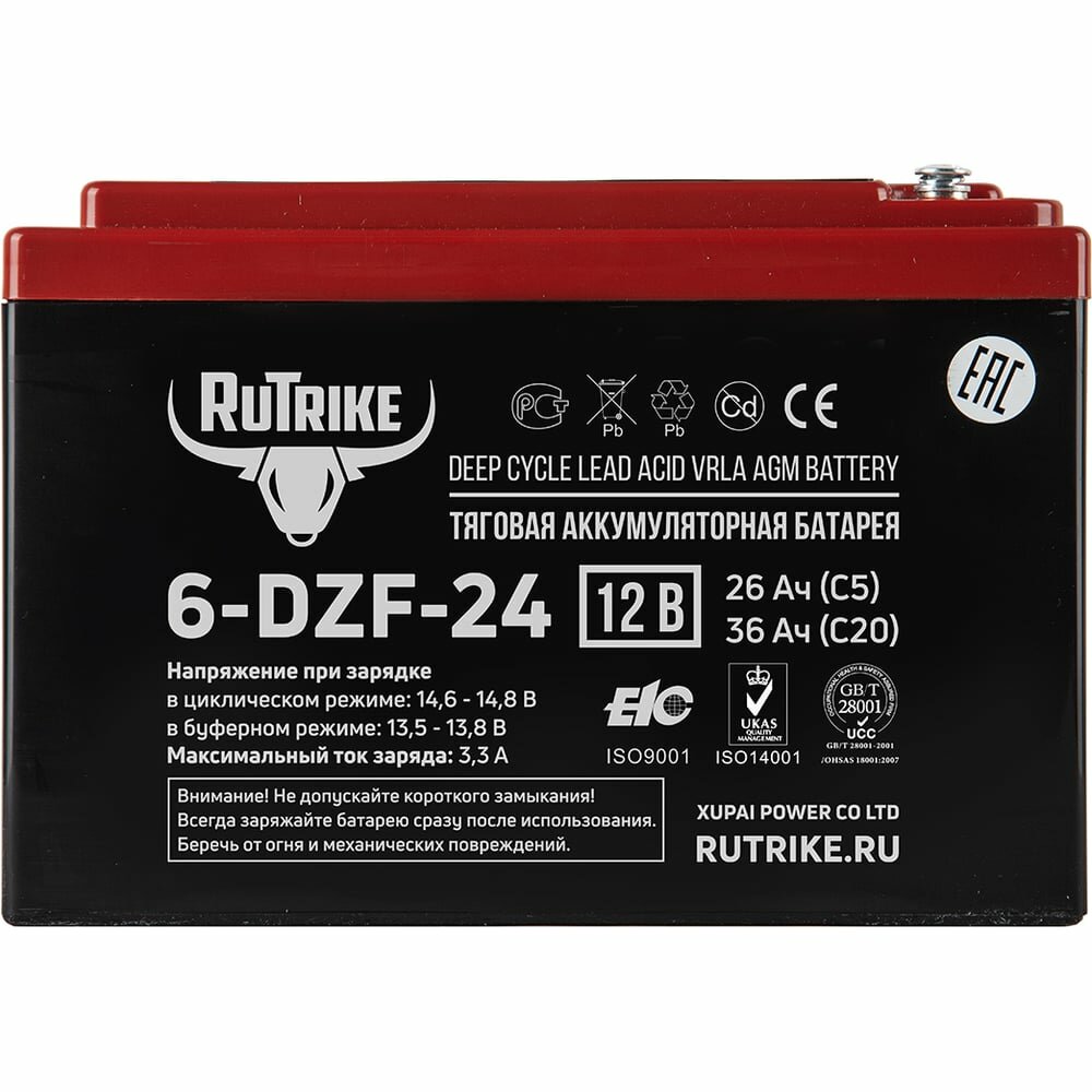 Аккумулятор тяговый Rutrike 6-DZF-24 12V24A/H C5 022835