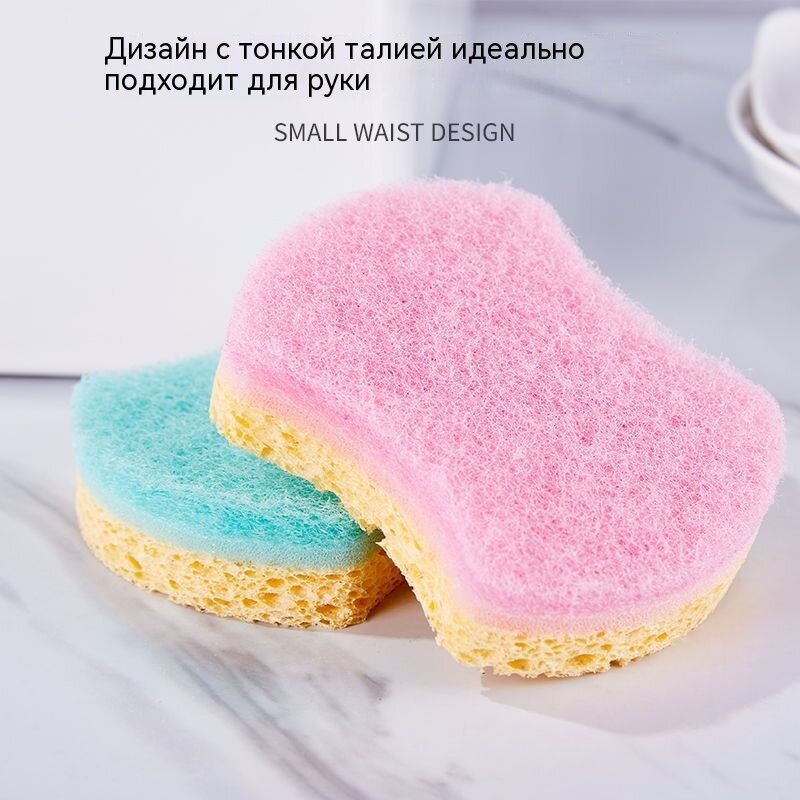 Бамбуковая ткань из хлопка, 3 листа Губка для мытья посуды из древесной целлюлозы, двусторонняя большая мочалка для чистки кастрюль, кухонный чистящий