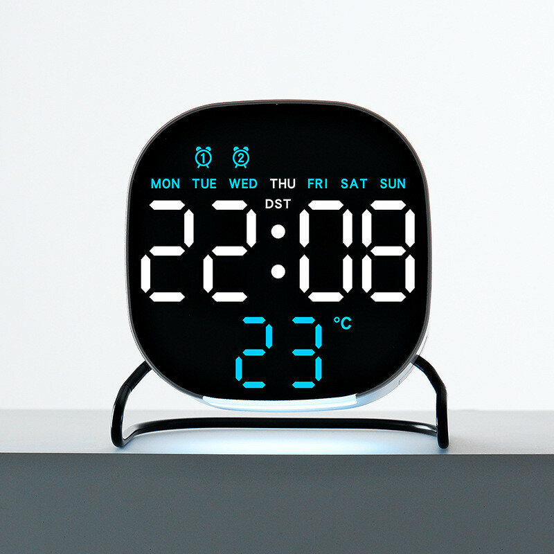 Led digital clock with alarm and lighting function for office desk use style a