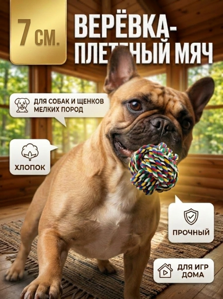 Triol: Игрушка для собак Верёвка-плетеный мяч, d=7 см, хлопок, 12111043