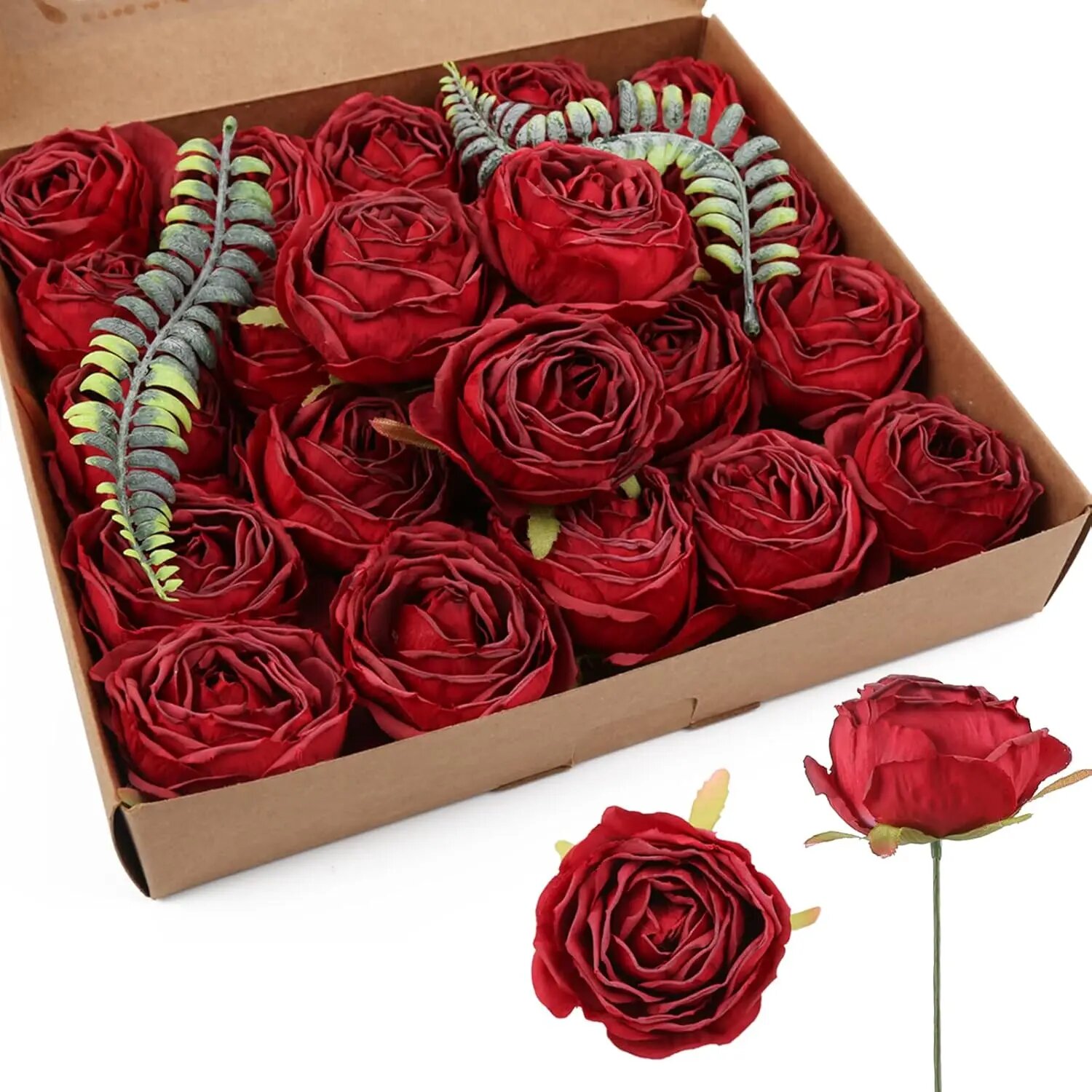 Искусственные розы шелк 25 шт. бордовые 25pcs-red