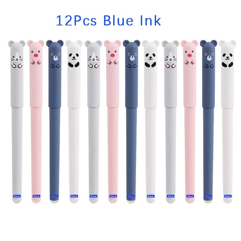 Набор стираемых ручек с животными 12 шт. 12pcs blue ink