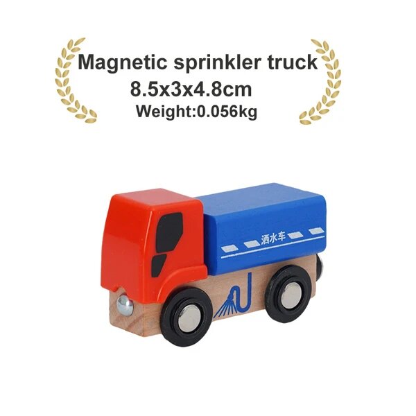 Деревянный магнитный грузовик красный, синий, 8.5x3x4.8 см