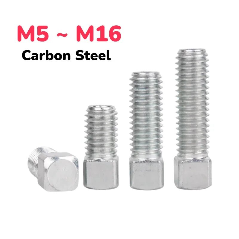 Винты с квадратной головкой из оцинкованной углеродистой стали M5, M6, M8, M10, M12, M14, M16 с плоским концом, установочные винты