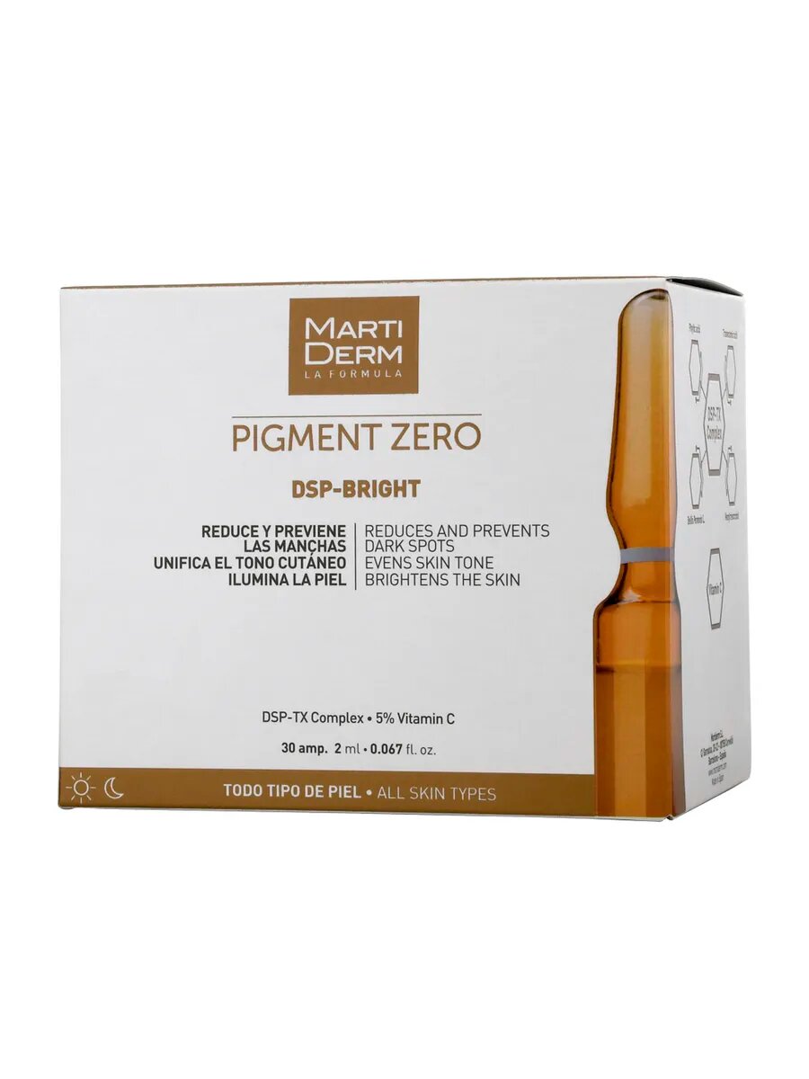 Martiderm pigment zero ампулы dsp-брайт против пигментных пятен 2 мл 30 шт.