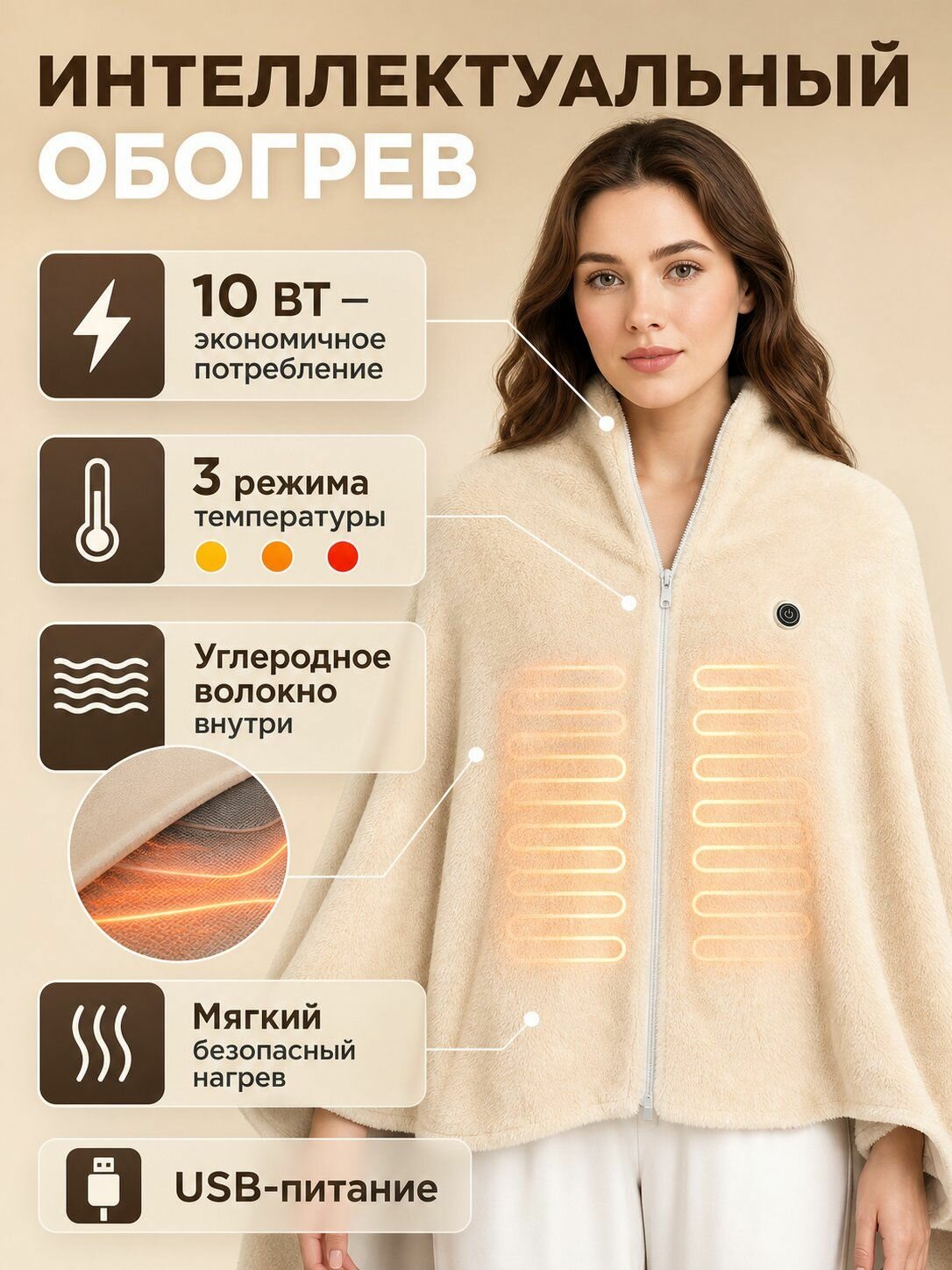Электроодеяло , 10 Вт — фото 1