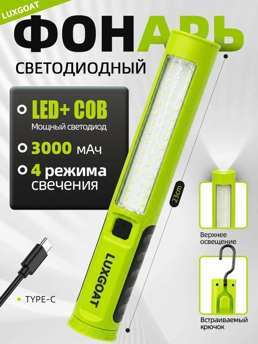 Фонарь аккумуляторный с магнитом, подходит для домашнего использования, рыбалки на открытом воздухе и автосервиса-XF