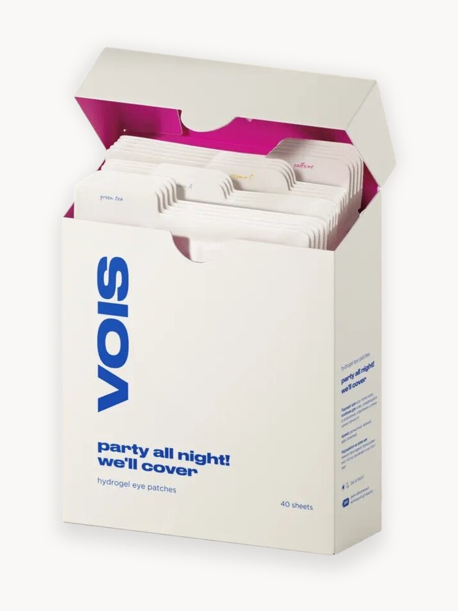 VOIS Гидрогелевые патчи для глаз от отеков и темных кругов с коллагеном, охлаждающие, интенсивно увлажняющие и омолаживающие, 40 шт в упаковке