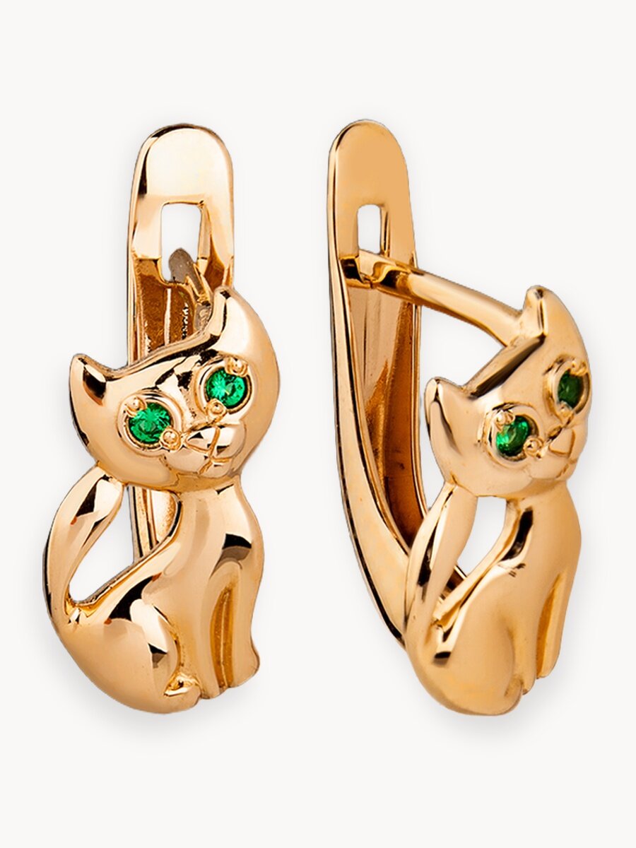 Серьги, красное золото, 585 проба, фианит