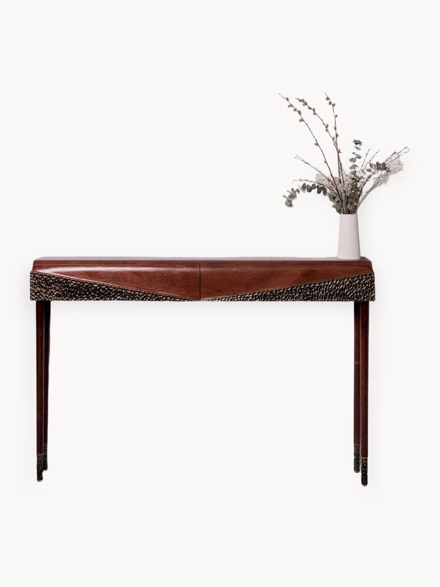 Тумба LOFT WOODS "Арт-деко", приставная, 2 ящика, ножки, 80х85х19 см