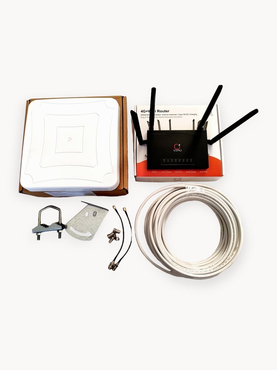 Готовый комплект интернета 15дб OLAX VEMO R300 PRO прошитый WIFI модем роутер LTE 4G 3G панельная MIMO антенна 15дб 4G 3G 15-17 дб для дачи дома