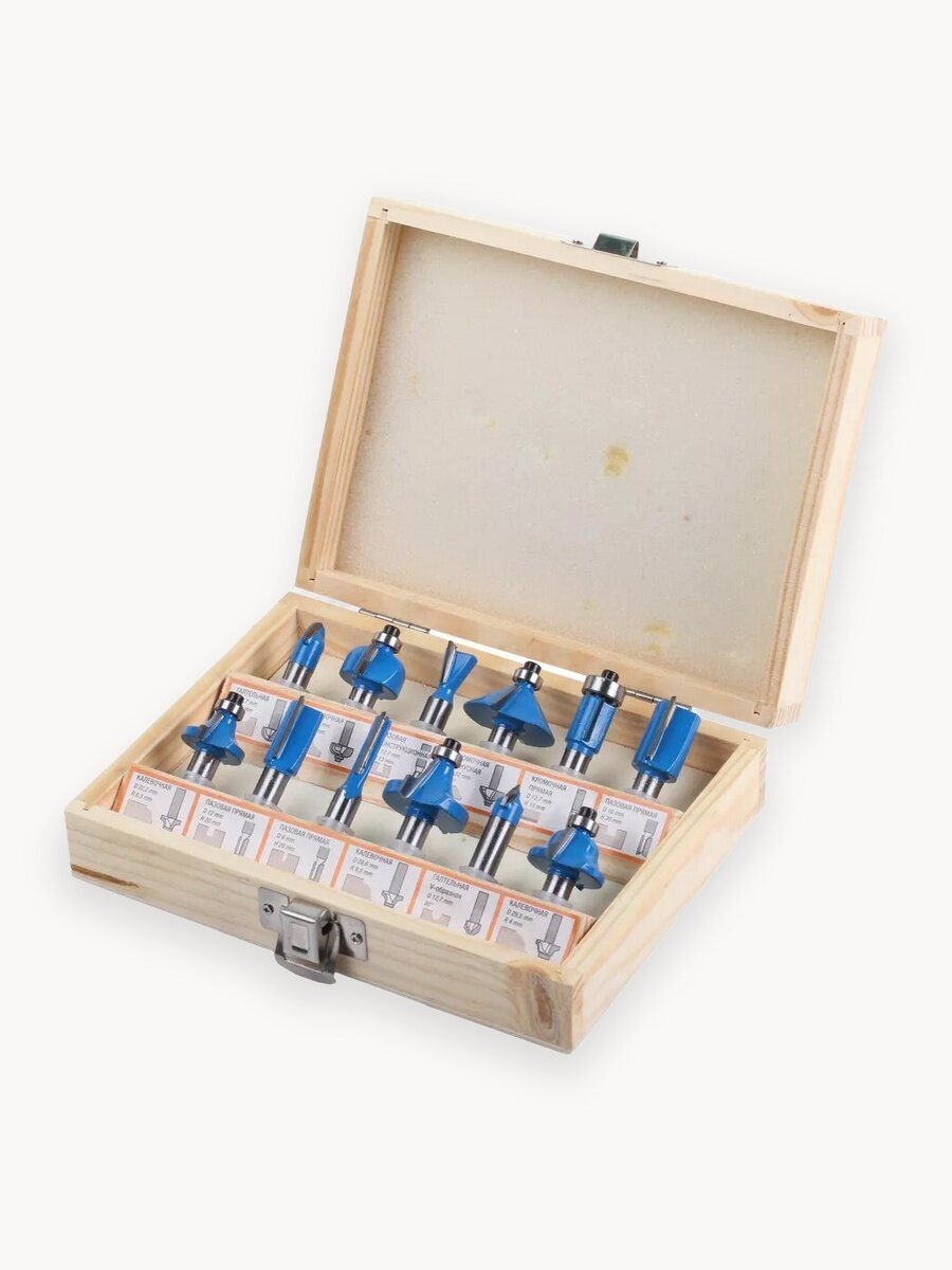 Набор фрез по дереву 12штук, хвостовик 8 мм GEPARD (GP2300-08)