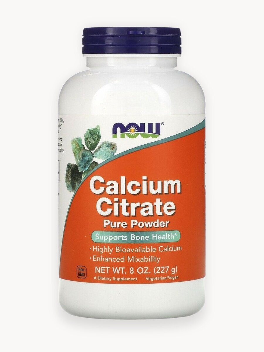 Цитрат кальция NOW, для восстановления костей, 200мг, без глютена