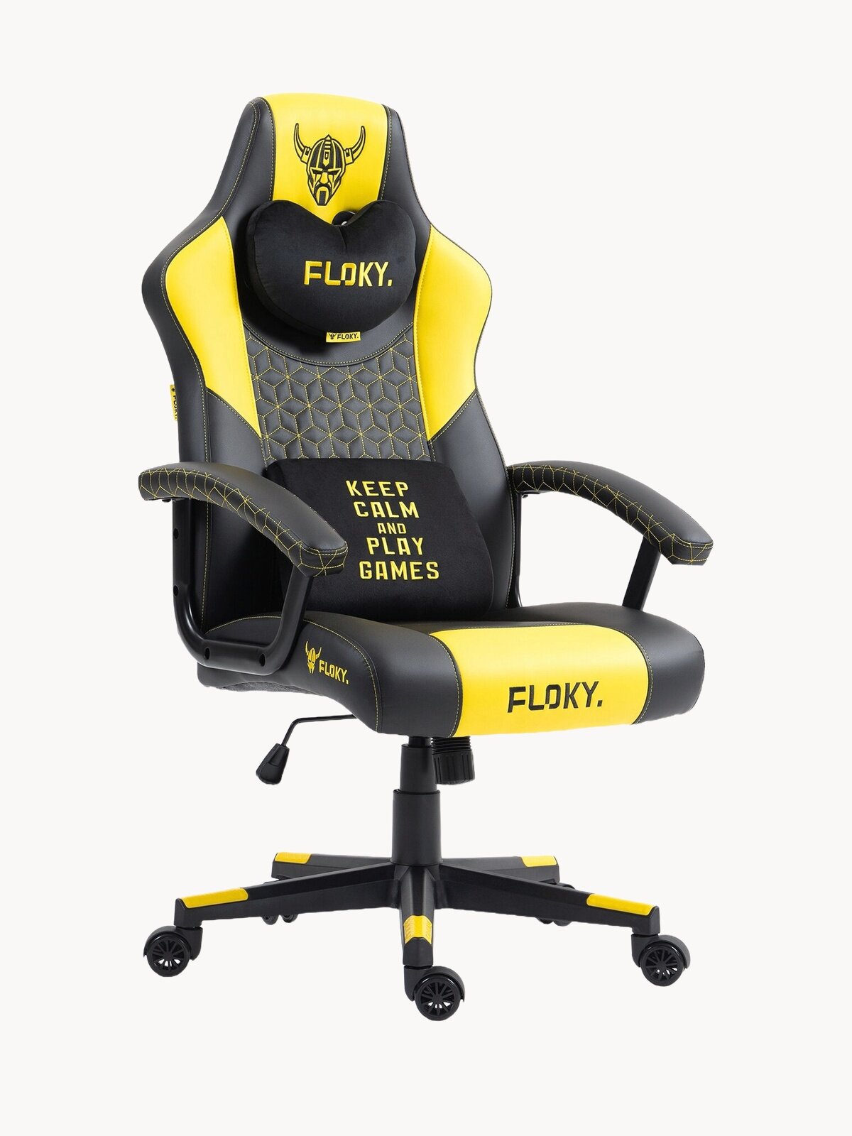 Игровое компьютерное кресло FLOKY Huginn Yellow SP, экокожа. Кресло для геймера и офиса с эффектом памяти