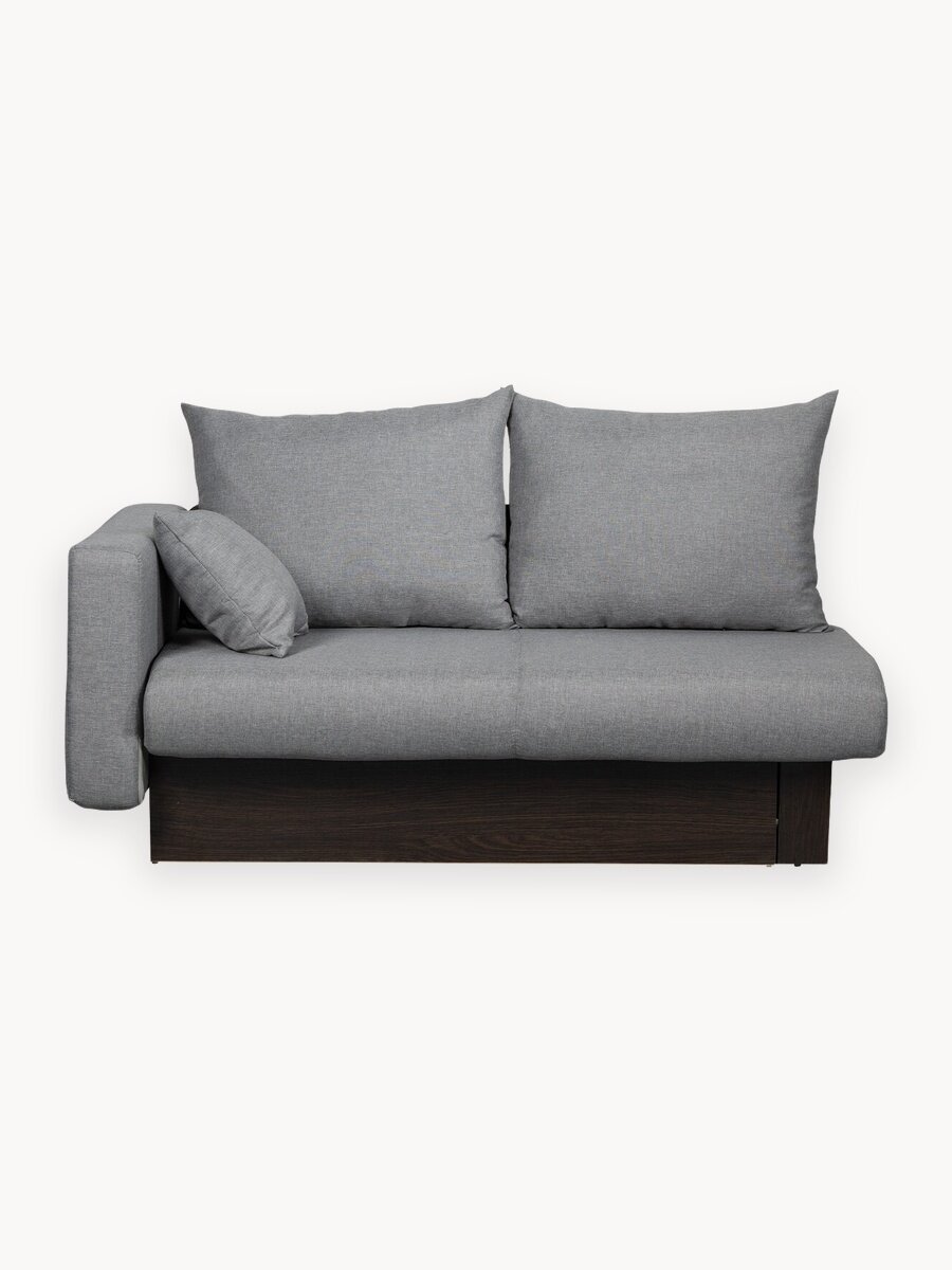 Диван кровать двухместный раскладной прямой Рио в гостиную, еврокнижка 150х78х81 см серая рогожка, Ами Мебель