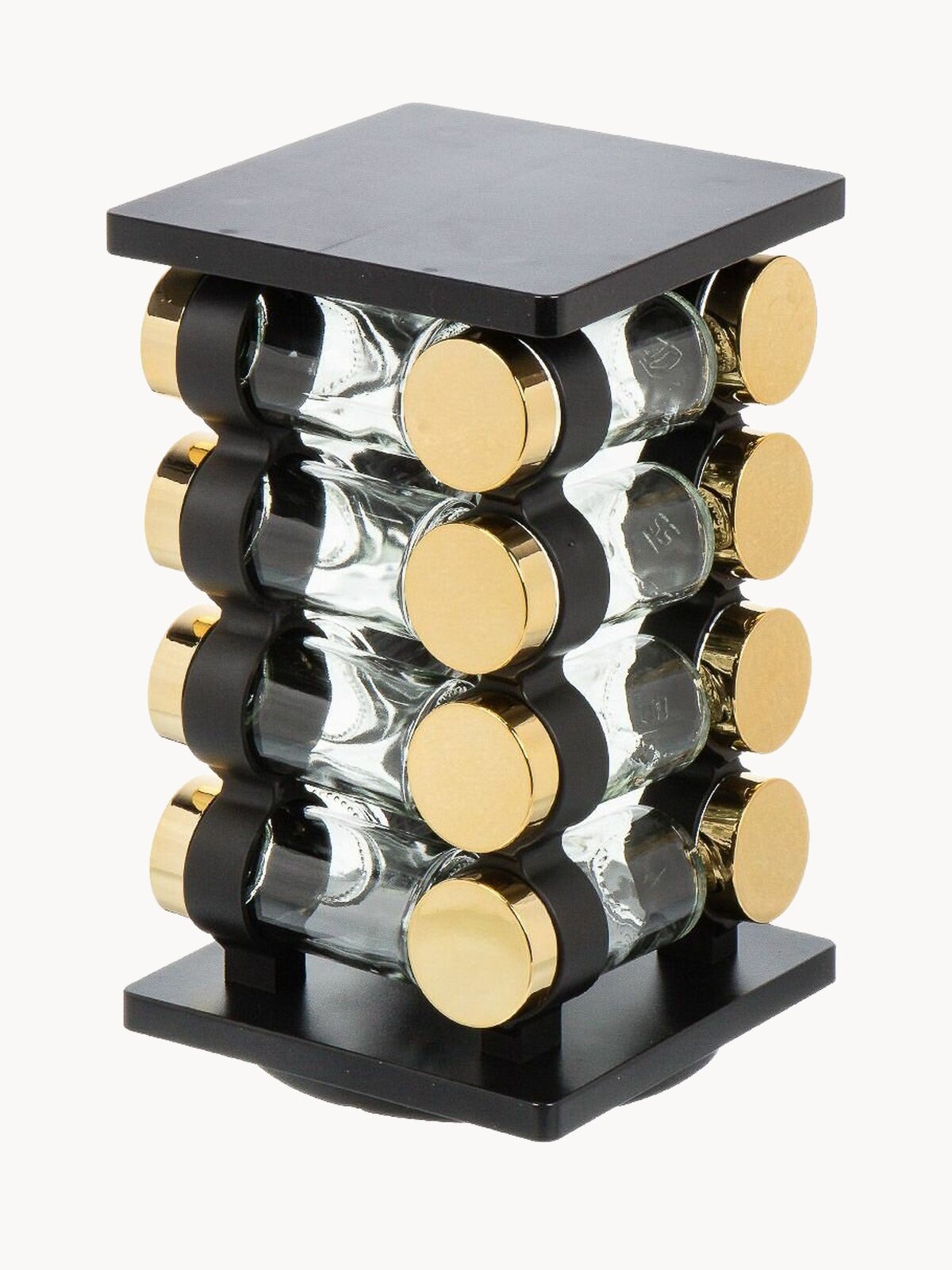 Набор для специй из стекла и пластика 16 шт черный, емкости для специй