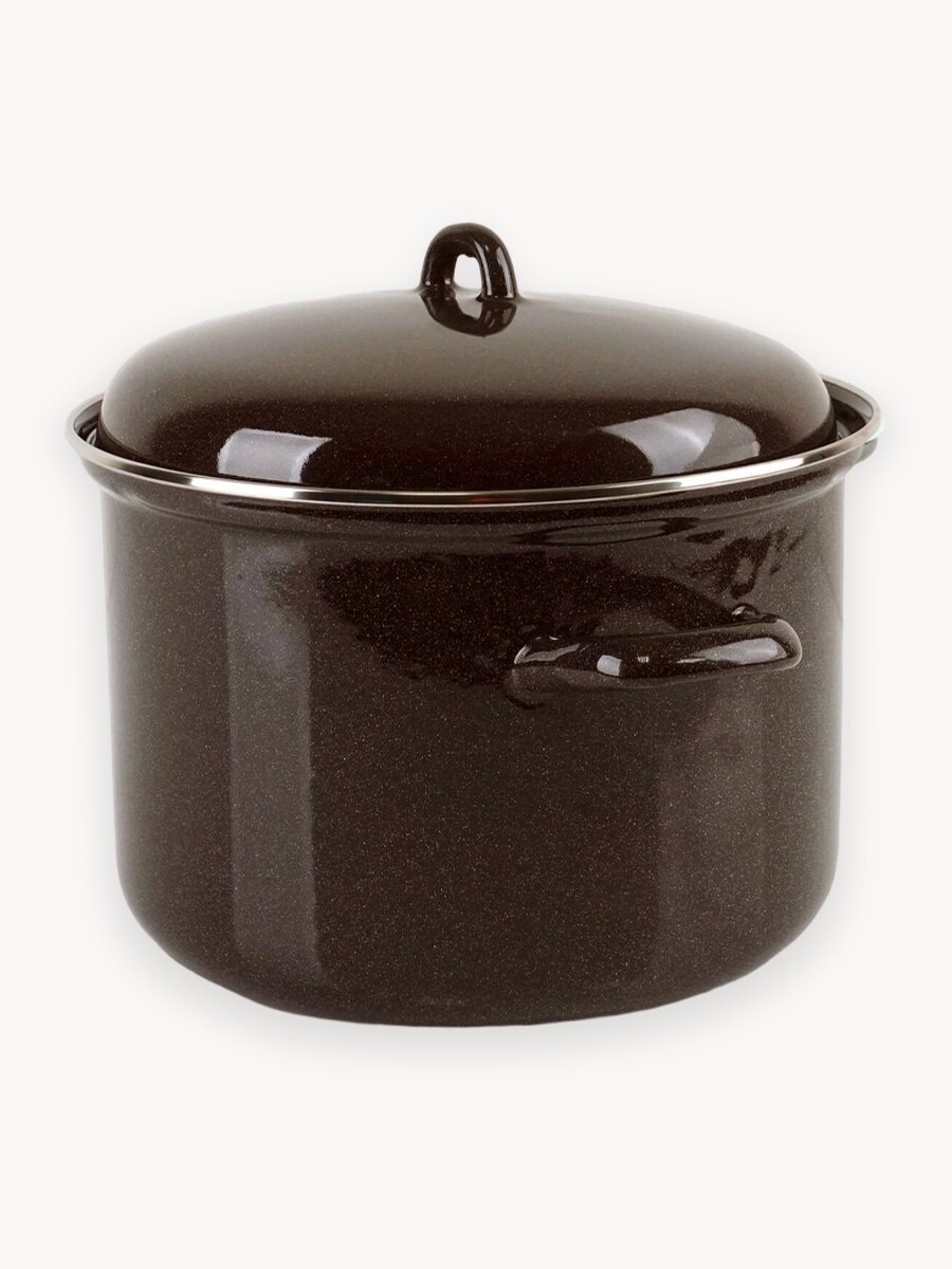 Кастрюля эмалированная Лысьвенские эмали "Коричневый рябчик" 6л с крышкой для всех типов плит